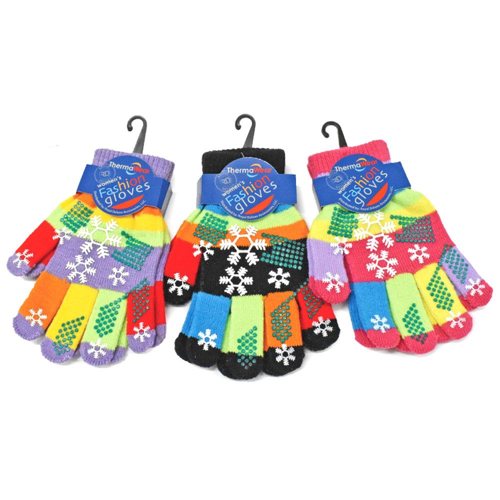Women's Gripper Magic Glove In Snowflake Theme - at - royaldeluxeny.com