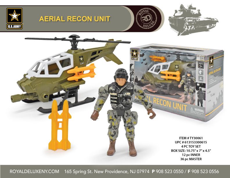 Us Army Boxed Toy Set W/ Soldier & Helicopter - at - royaldeluxeny.com