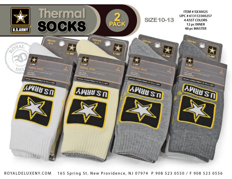 Us Army - Mens 2pk Thermal Socks - Light Solid Colors - Star Symbol ...