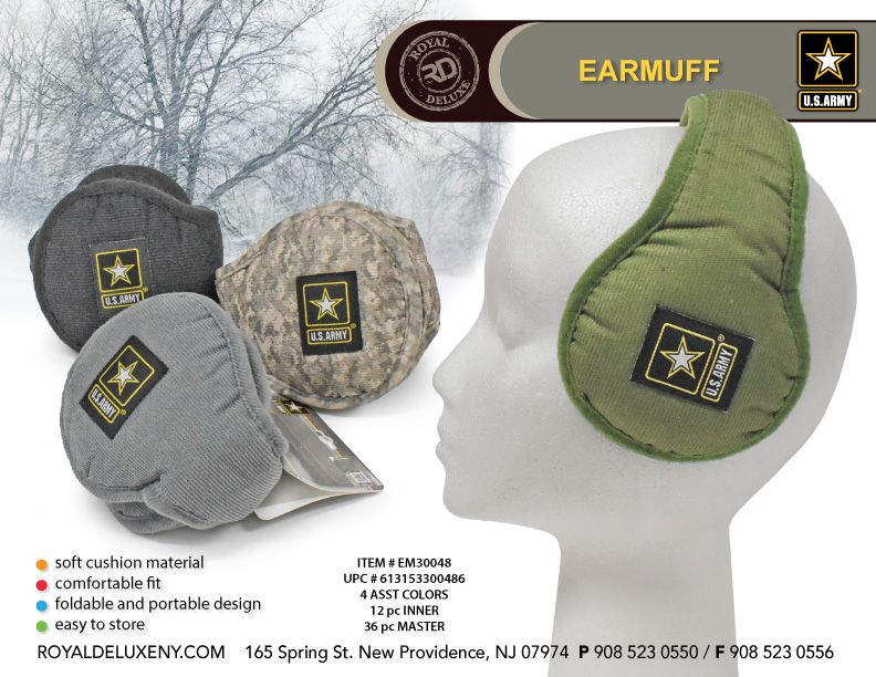 Us Army - Ear Muffs - Corduroy Design - Solid & Camo Prints - Star ...