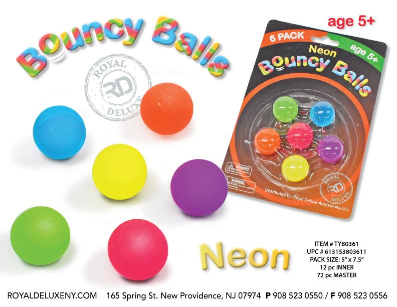6pk Mini Bounce Ball Neon Colors - at - royaldeluxeny.com
