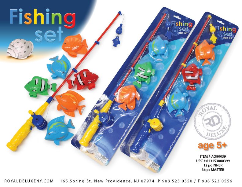 Magnetic Fishing Rod W/ 3 Fish - at - royaldeluxeny.com