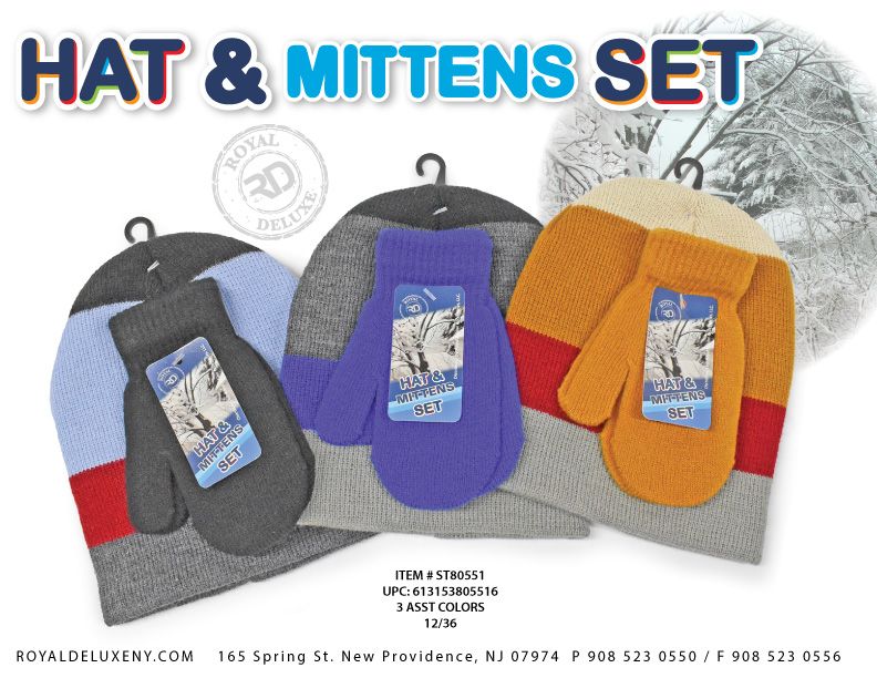 Kids's Toddler Hat & Mitten Set - at - royaldeluxeny.com
