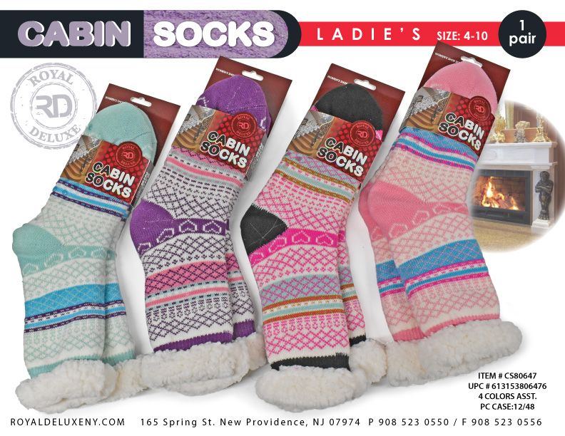 Women's Sherpa Lined Cabin Socks - at - royaldeluxeny.com