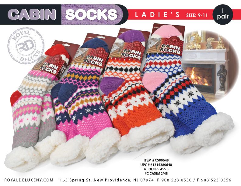 Women's Sherpa Lined Cabin Socks - at - royaldeluxeny.com