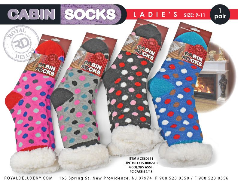 Women's Sherpa Lined Cabin Socks - at - royaldeluxeny.com