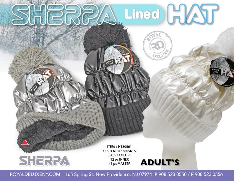 Womens Sherpa Lined Puffy Hat - at - royaldeluxeny.com