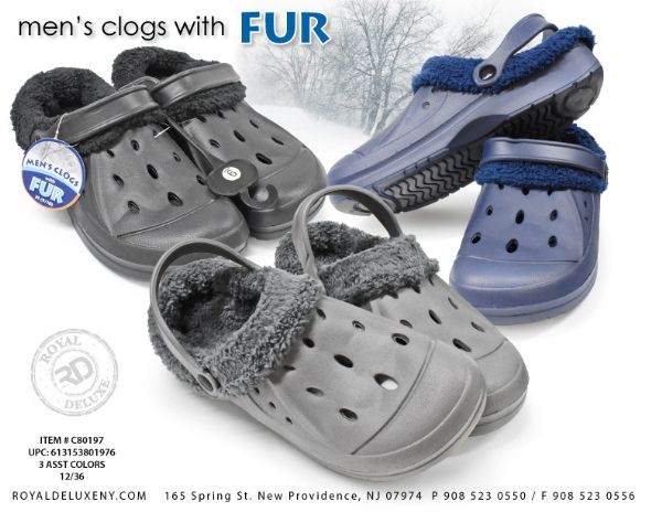 Men's Fur Lined Clogs - at - royaldeluxeny.com